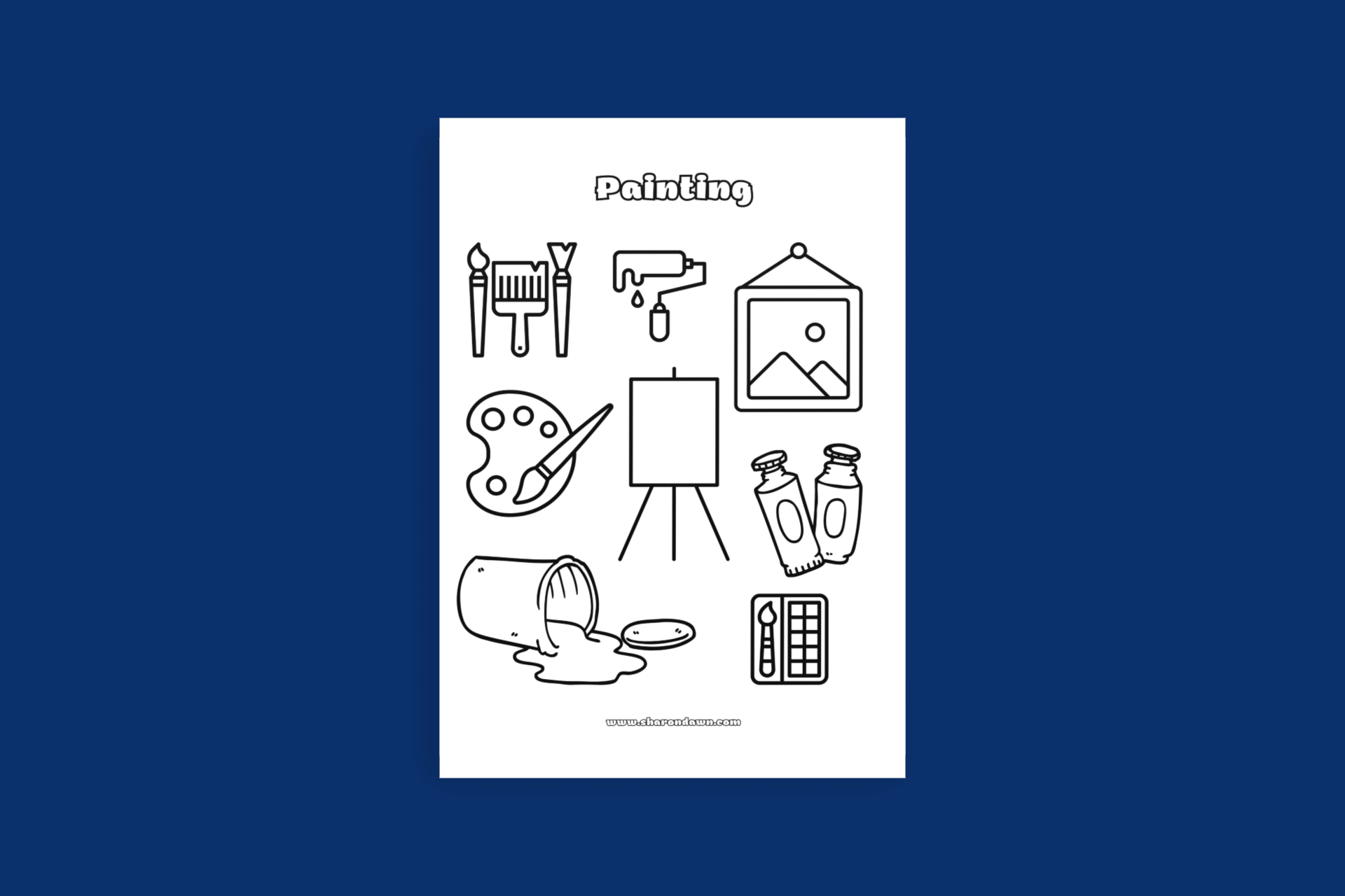 Painting Colouring Page – Sharon Dawn