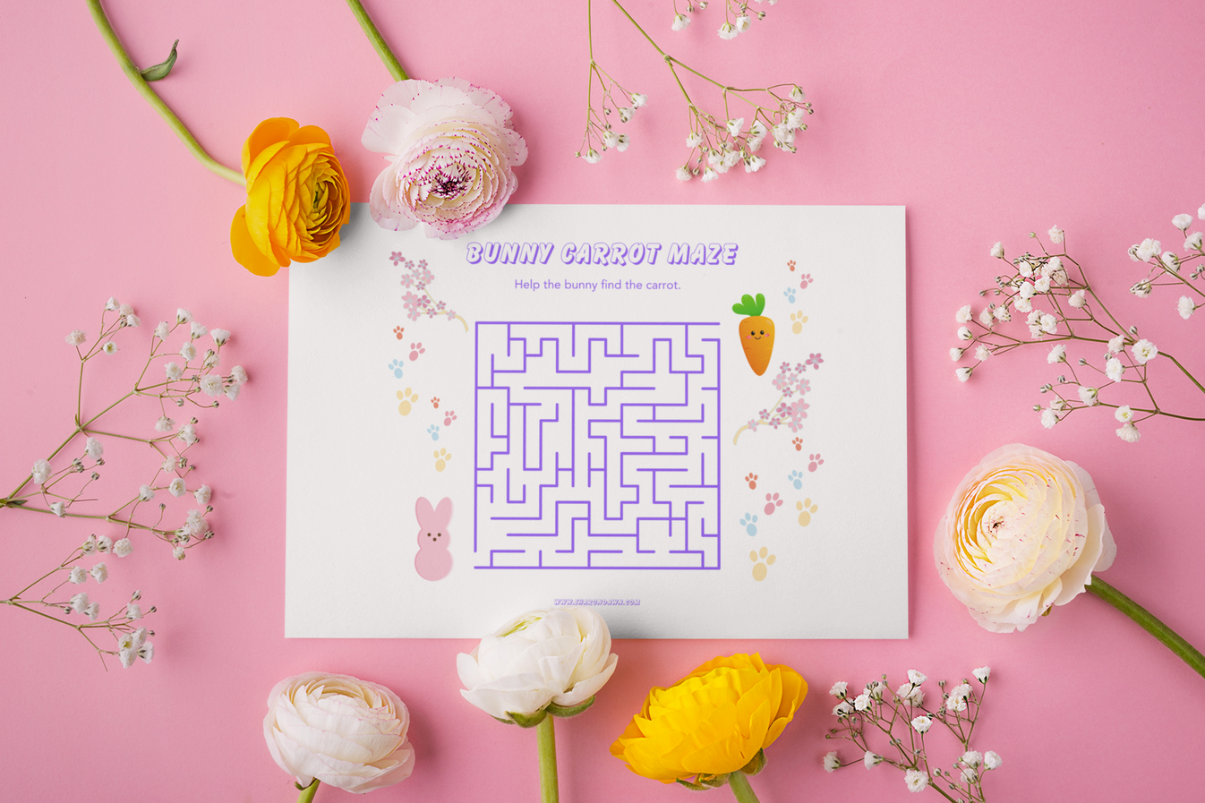 Bunny Carrot Maze - Puzzle Page - Printable Digital Download ~ Sharon ...