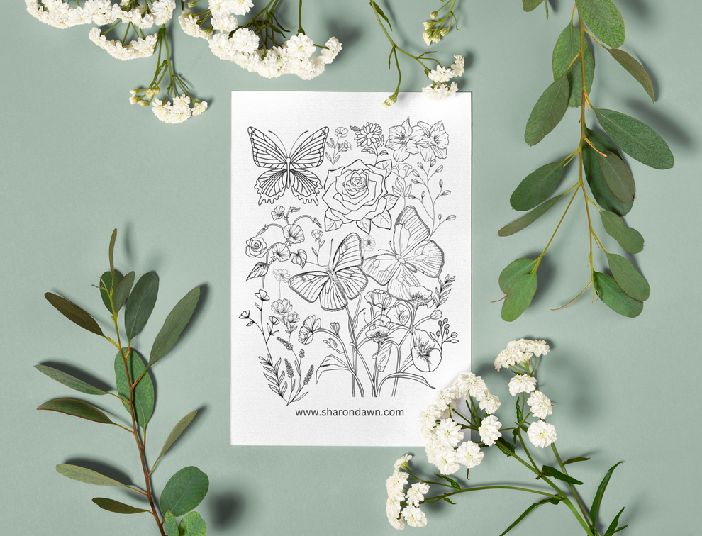Butterfly Floral - Adult Colouring Page - Printable Digital Download ...
