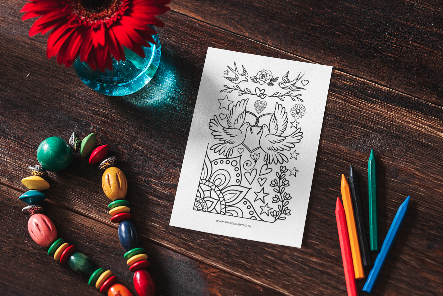 Love & Harmony - Adult Colouring Page - Printable Digital Download ~ S ...