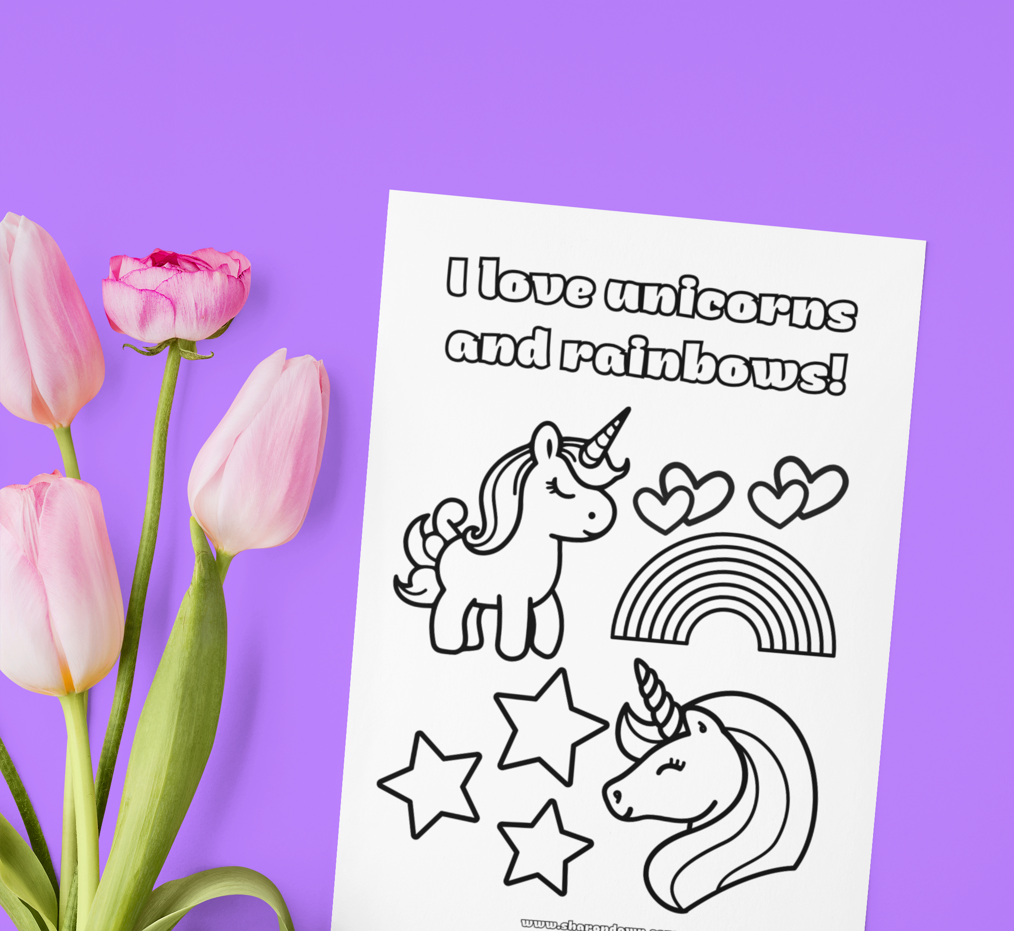 I love rainbows and unicorns! - Colouring Page - Printable Digital Dow ...